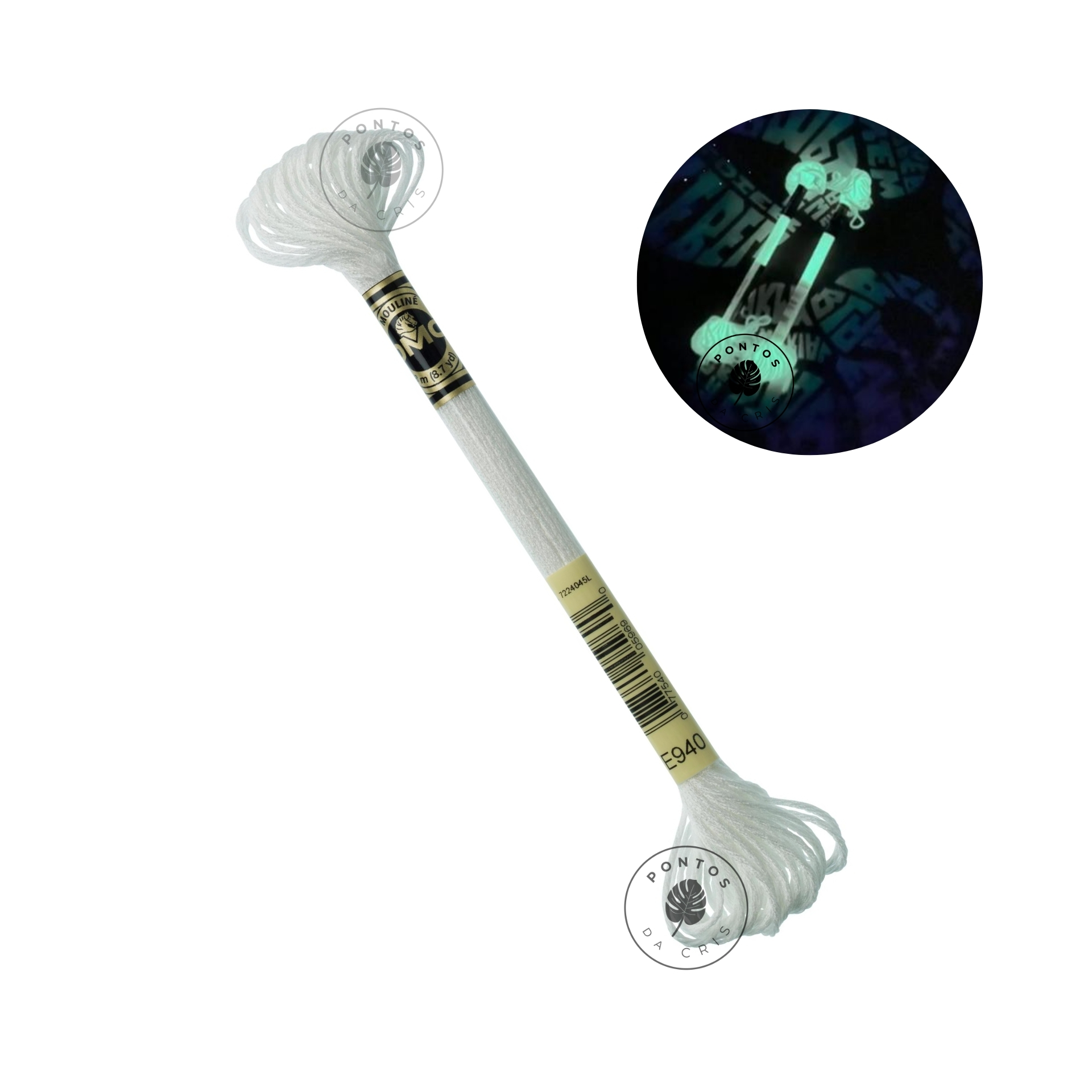 DMC Mouliné Light Effects - Cód. E940 - Aquela que Brilha no Escuro - pontos